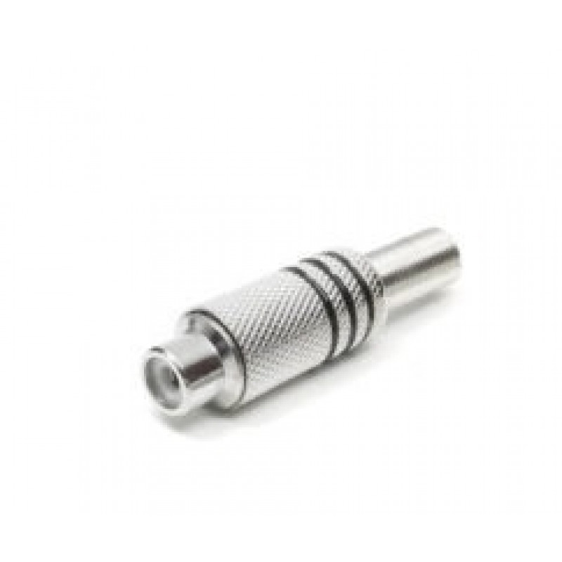PLUG JACK RCA 6mm METAL NIQUELADO PRETO
