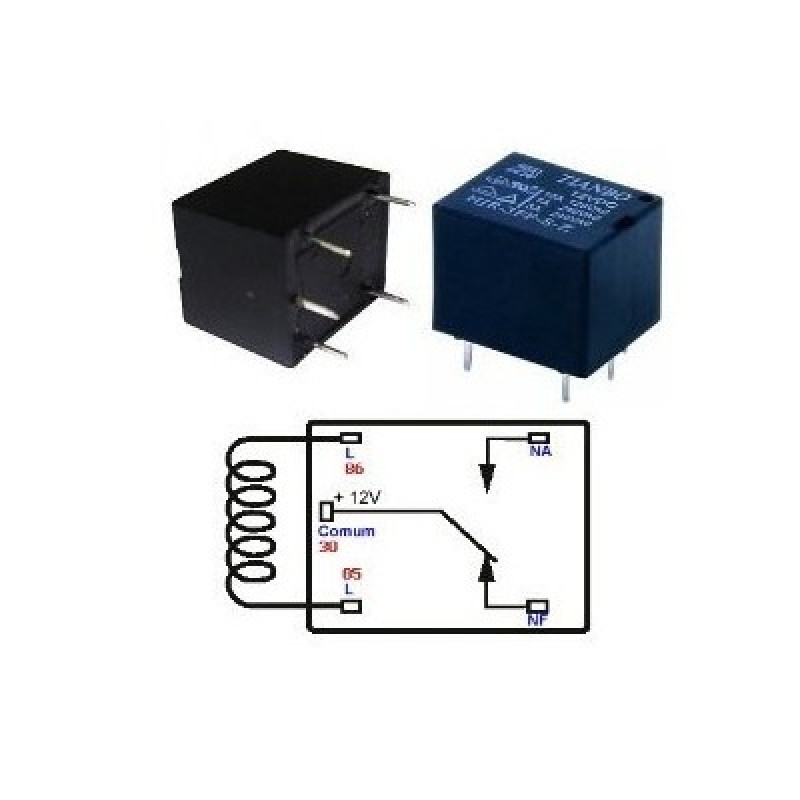 RELE DC-12v 10a 120VAC 5 TERMINAIS