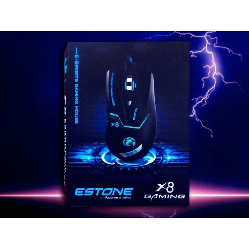 Mouse Óptico Gamer Profissional Estone X8 2400dpi Ergonomic Led Blue
