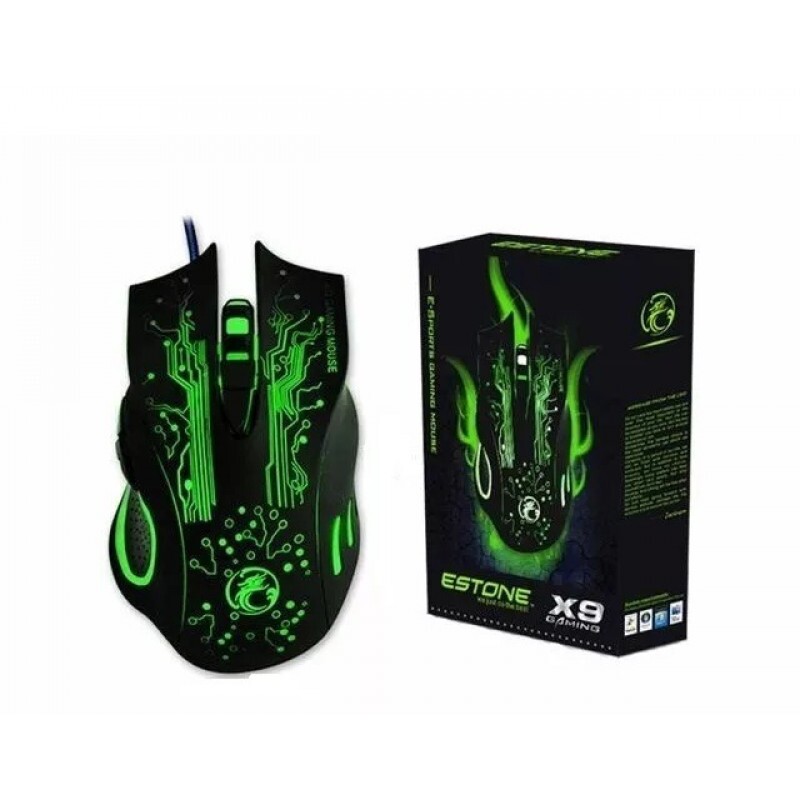 Mouse Gamer Estone X9 Usb Led Óptico 2400 Dpi 6 Botões T56
