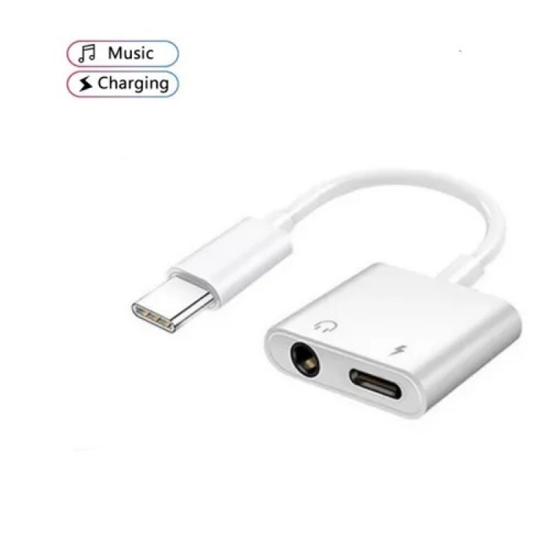 Adaptador USB-C para P2 Fêmea + Carregador USB-C C1
