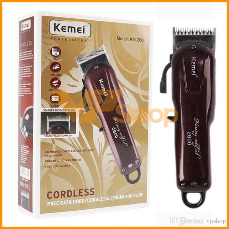 Maquina De Cortar Cabelo Sem Fio Kemei 2600 Profissional