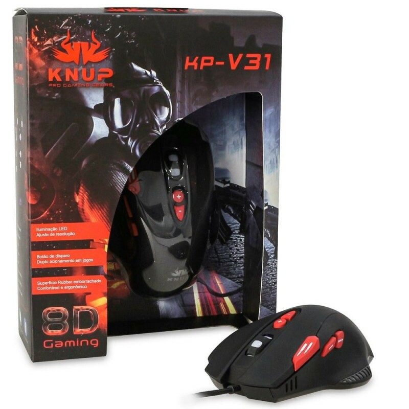 Mouse Gamer Profissional 2400dpi USB Pc Led 8d 8 Botões Knup Kp-v31